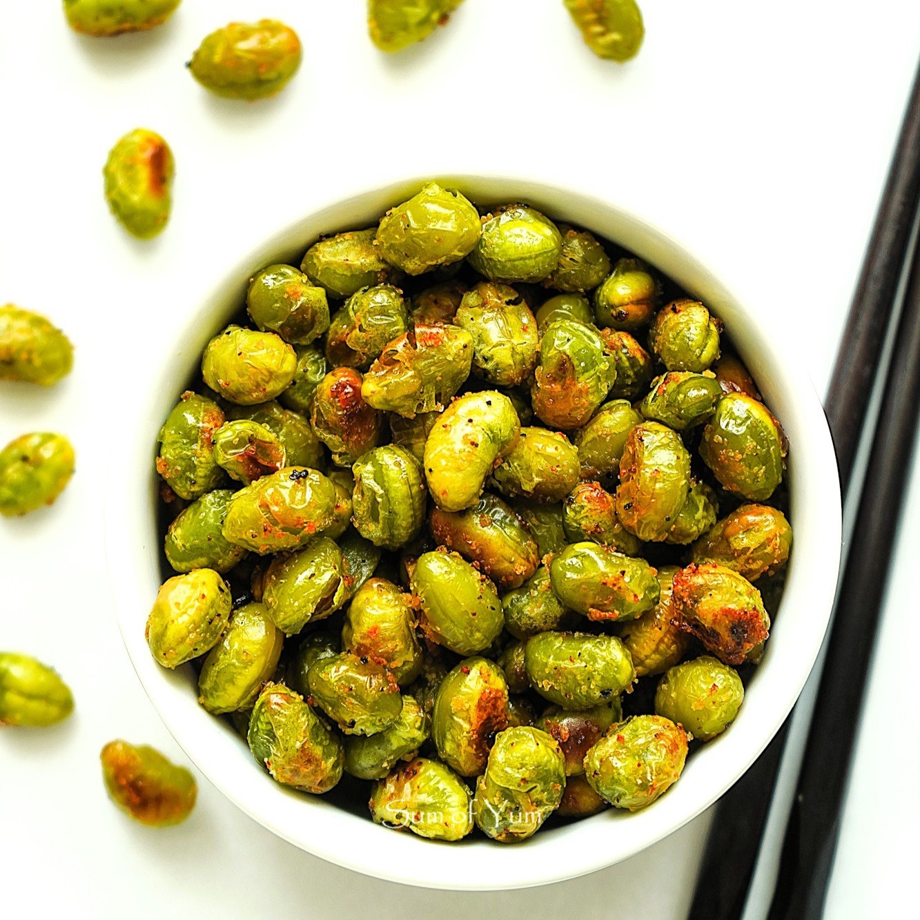 Garlic Roasted Edamame - Sum of Yum